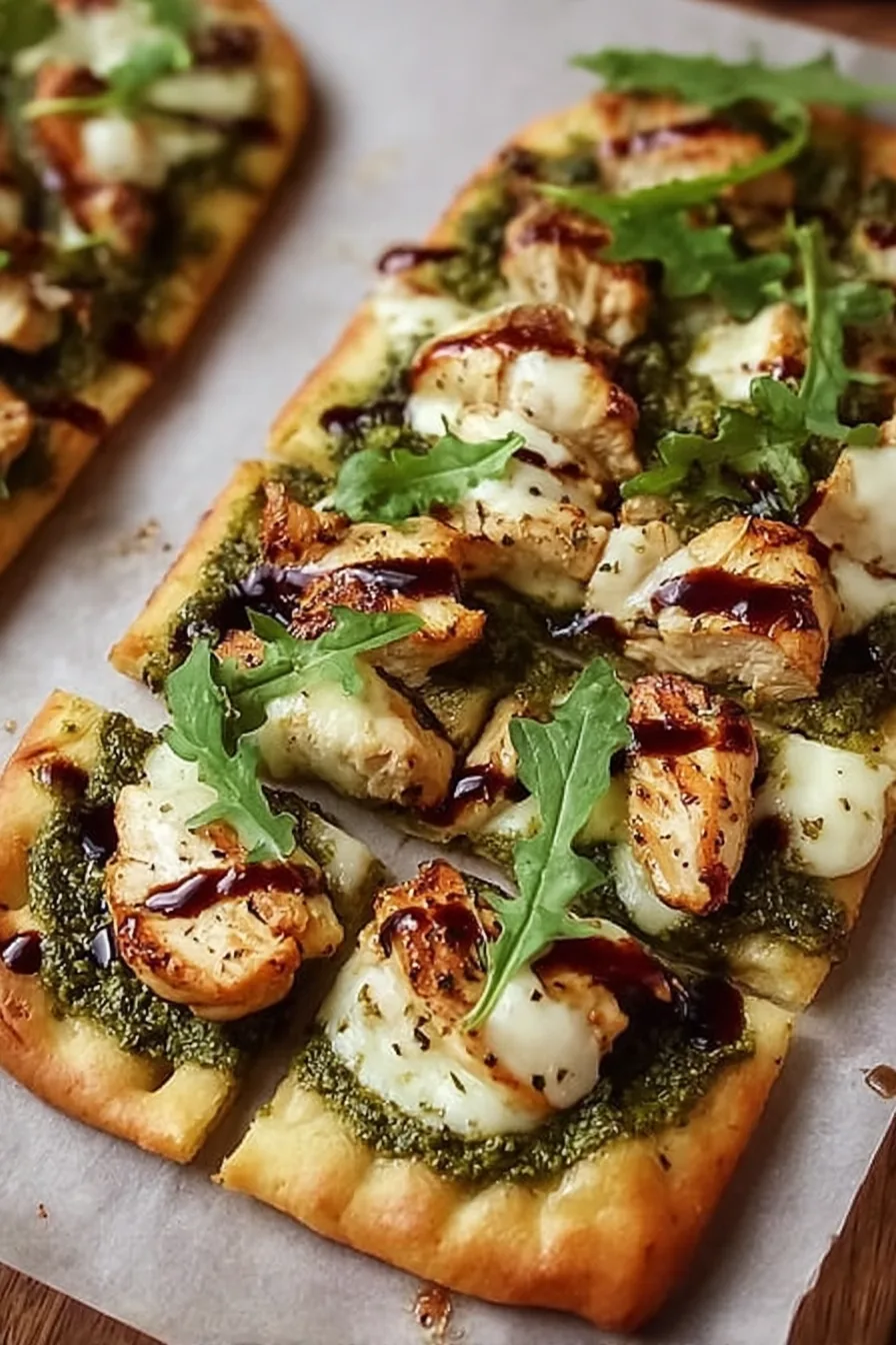 Pesto Chicken Flatbread – Perfect for Lunch or Dinner!