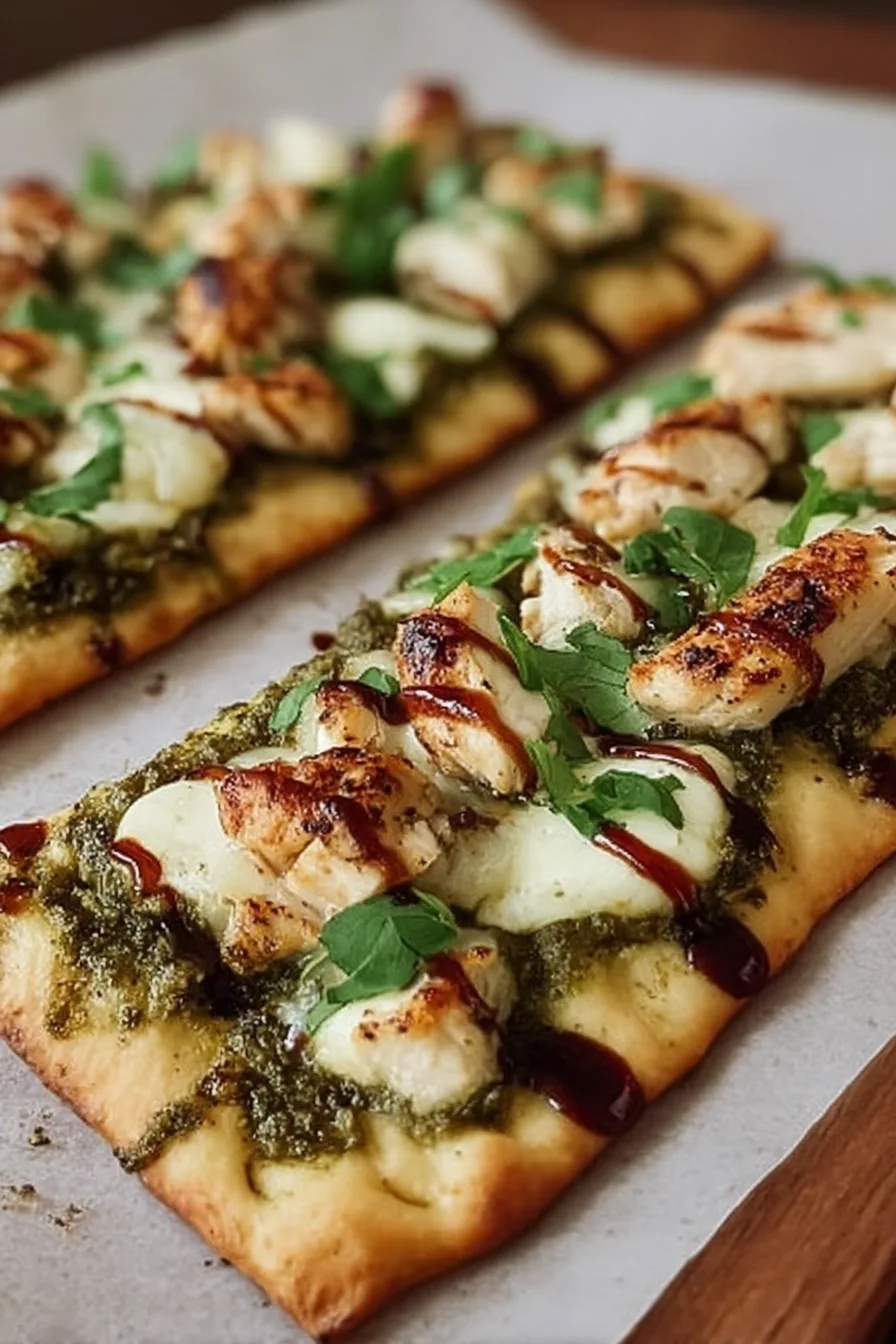 Pesto Chicken Flatbread – Perfect for Lunch or Dinner!